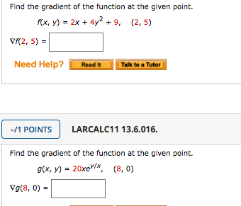 Solved Find the gradient of the function at the given point. | Chegg.com
