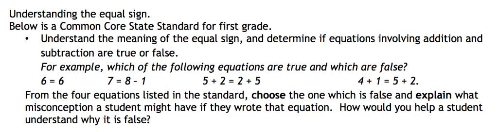 Solved Understanding the equal sign. Below is a Common Core | Chegg.com