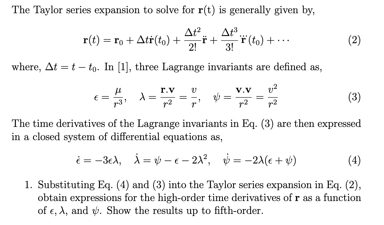 Solved The Taylor series expansion to solve for r(t) is | Chegg.com