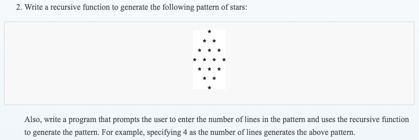 Solved 2. Write a recursive function to generate the | Chegg.com