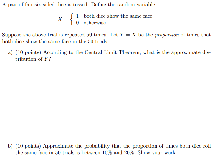 Solved A pair of fair six-sided dice is tossed. Define the | Chegg.com