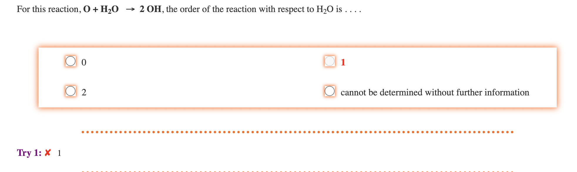 Solved For this reaction, O+H2O→2OH, the order of the | Chegg.com
