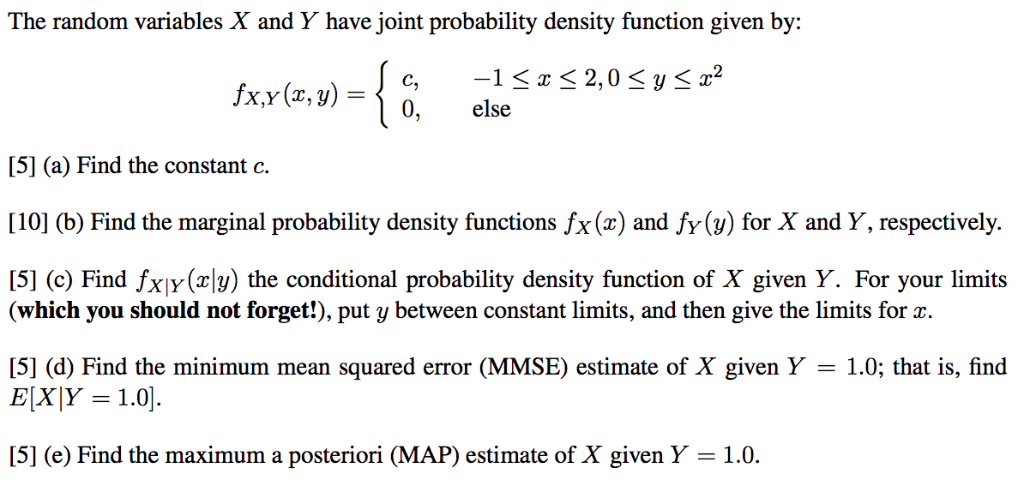 Solved The random variables X and Y have joint probability | Chegg.com