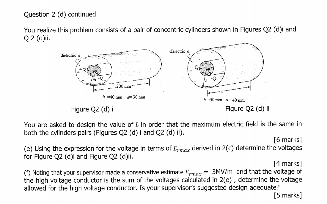 Solved QUESTION 2 (25 marks) Consider two coaxial cylinders | Chegg.com