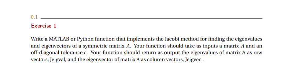 Solved 0.1 Exercise 1 Write a MATLAB or Python function that | Chegg.com