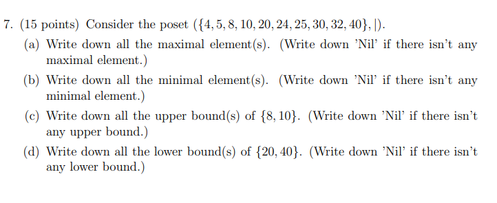 Solved 7. (15 points) Consider the poset | Chegg.com
