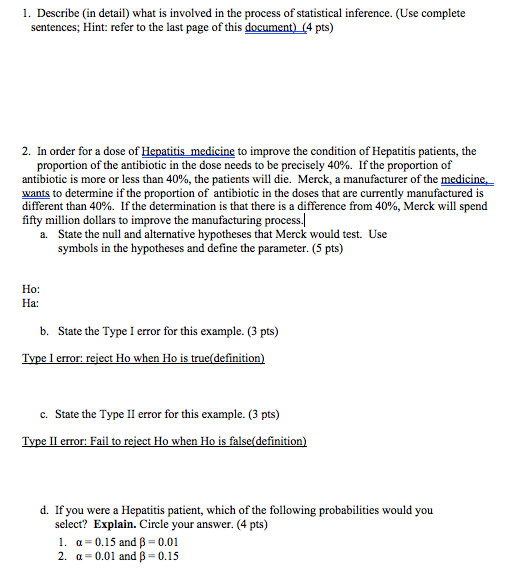 The Process for Statistical Inference Take a Sample | Chegg.com