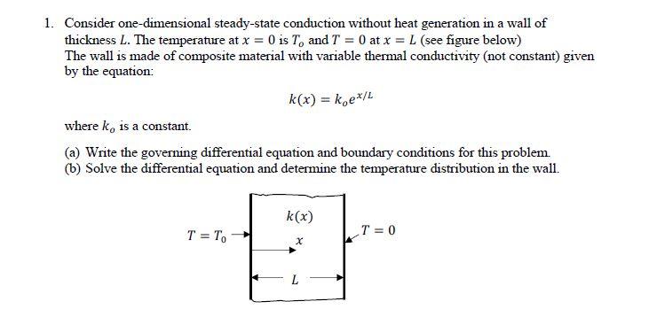 Solved 1. Consider one-dimensional steady-state conduction | Chegg.com