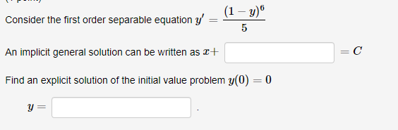 Solved Consider the first order separable equation | Chegg.com