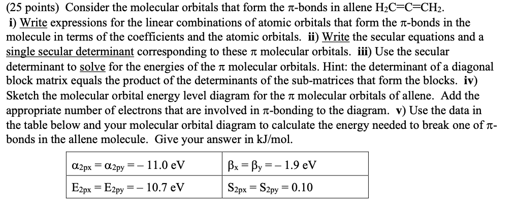 Solved (25 points) Consider the molecular orbitals that form | Chegg.com