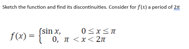 Solved Sketch the function and find its discontinuities. | Chegg.com