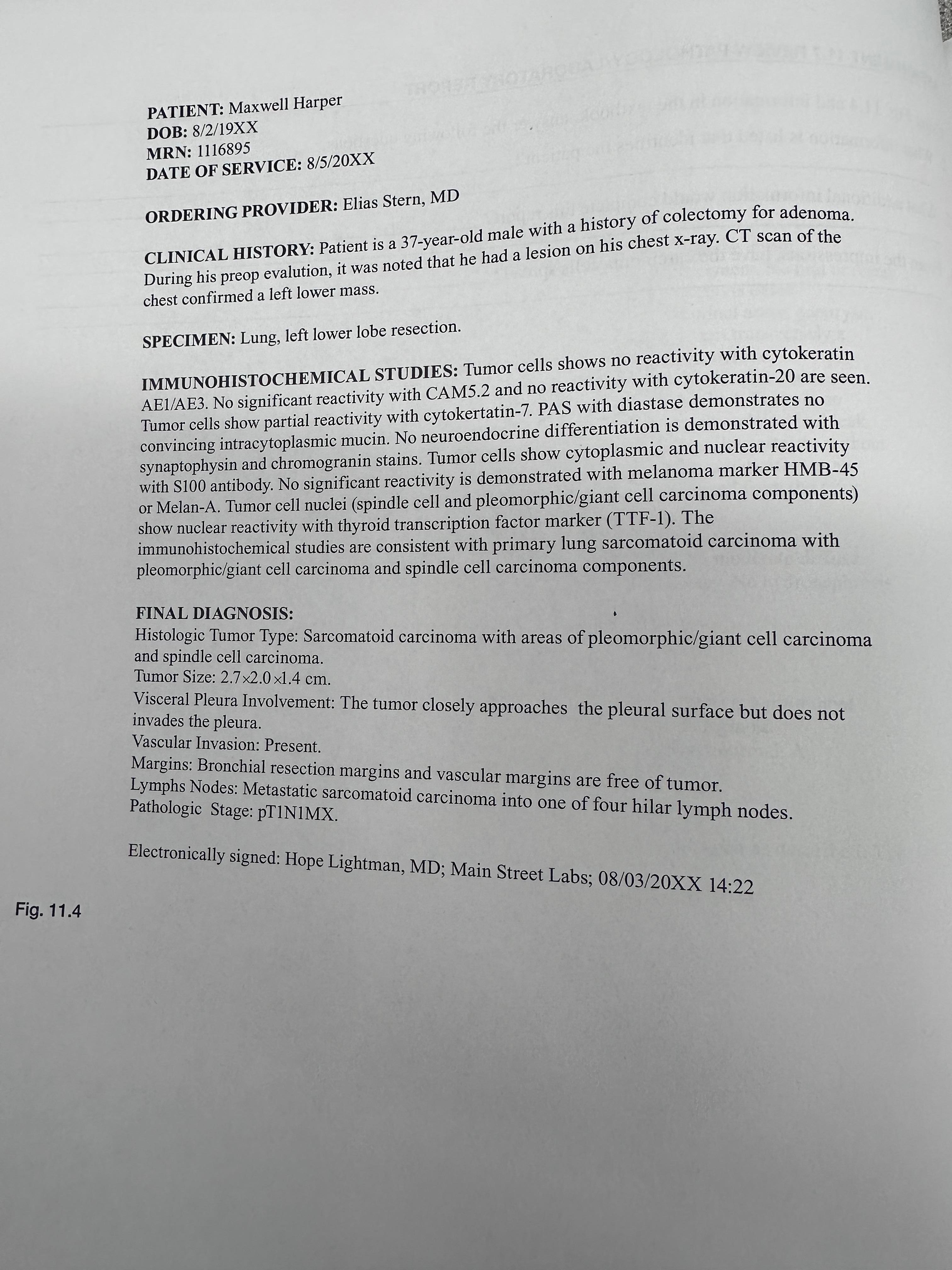 Solved PATIENT: Maxwell Harper DOB: 8/2/19XX MRN: 1116895 | Chegg.com