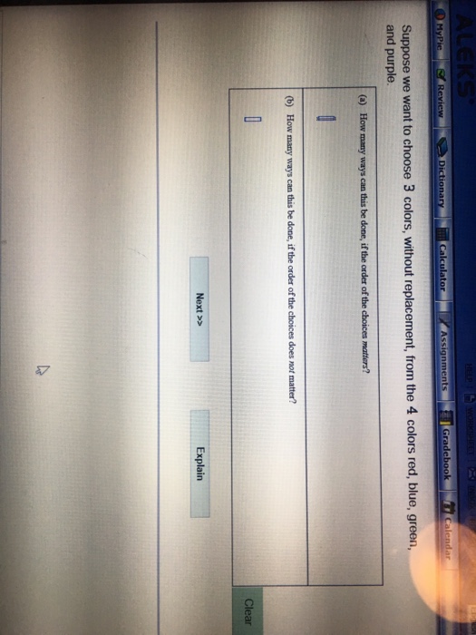 Solved Suppose we want to choose 3 colors, without | Chegg.com