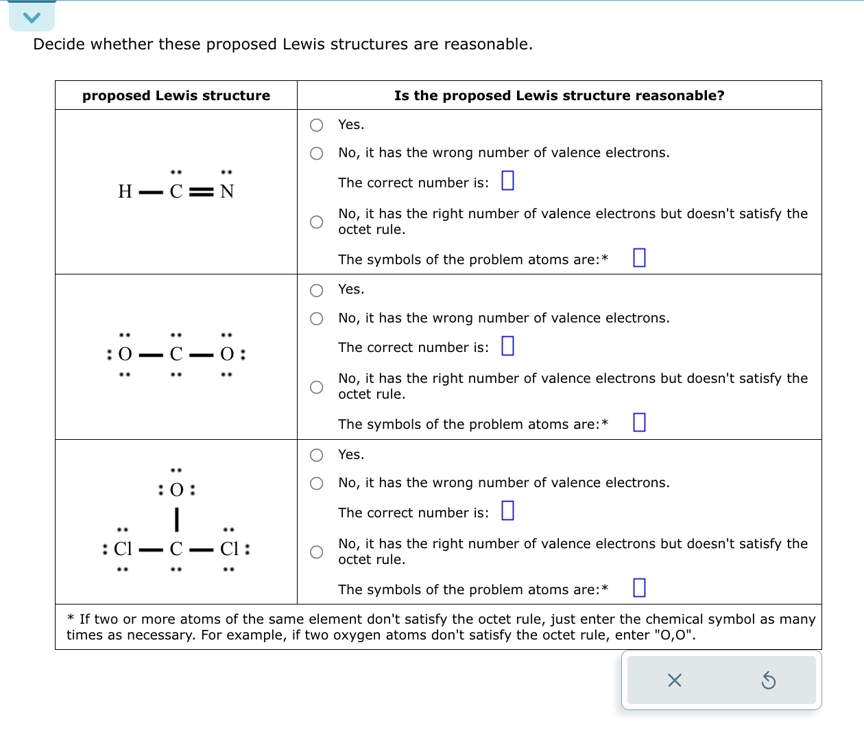 Solved Decide whether these proposed Lewis structures are | Chegg.com