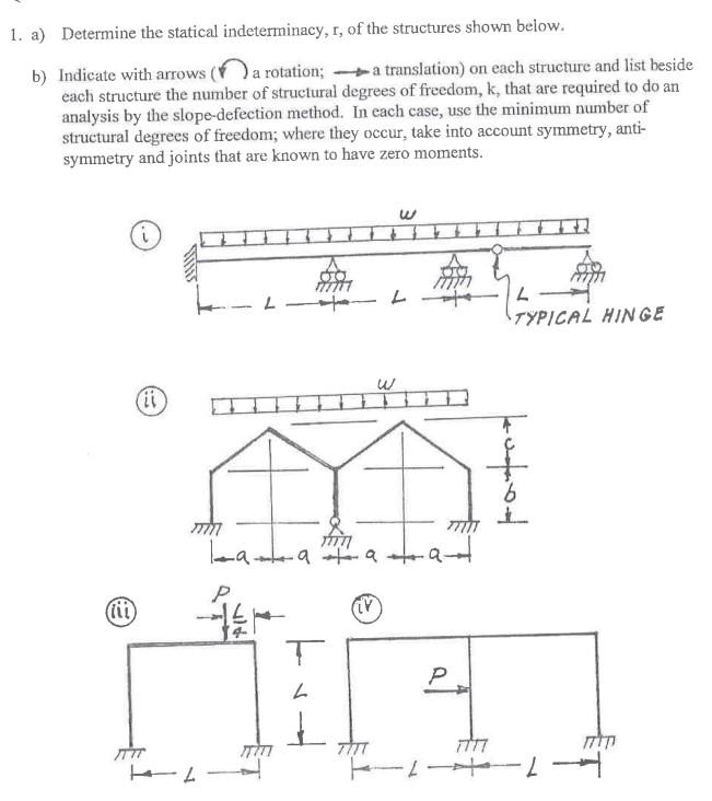 Solved a) Determine the statical indeterminacy, r, of the | Chegg.com