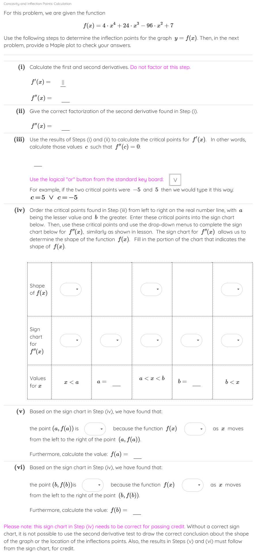 Solved Concavity and Inflection Points: Calculation For this | Chegg.com