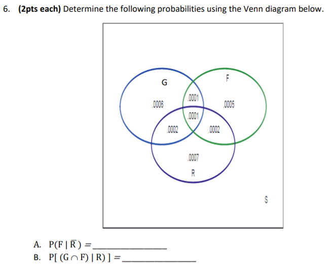 Solved 6. (2pts each) Determine the following probabilities | Chegg.com