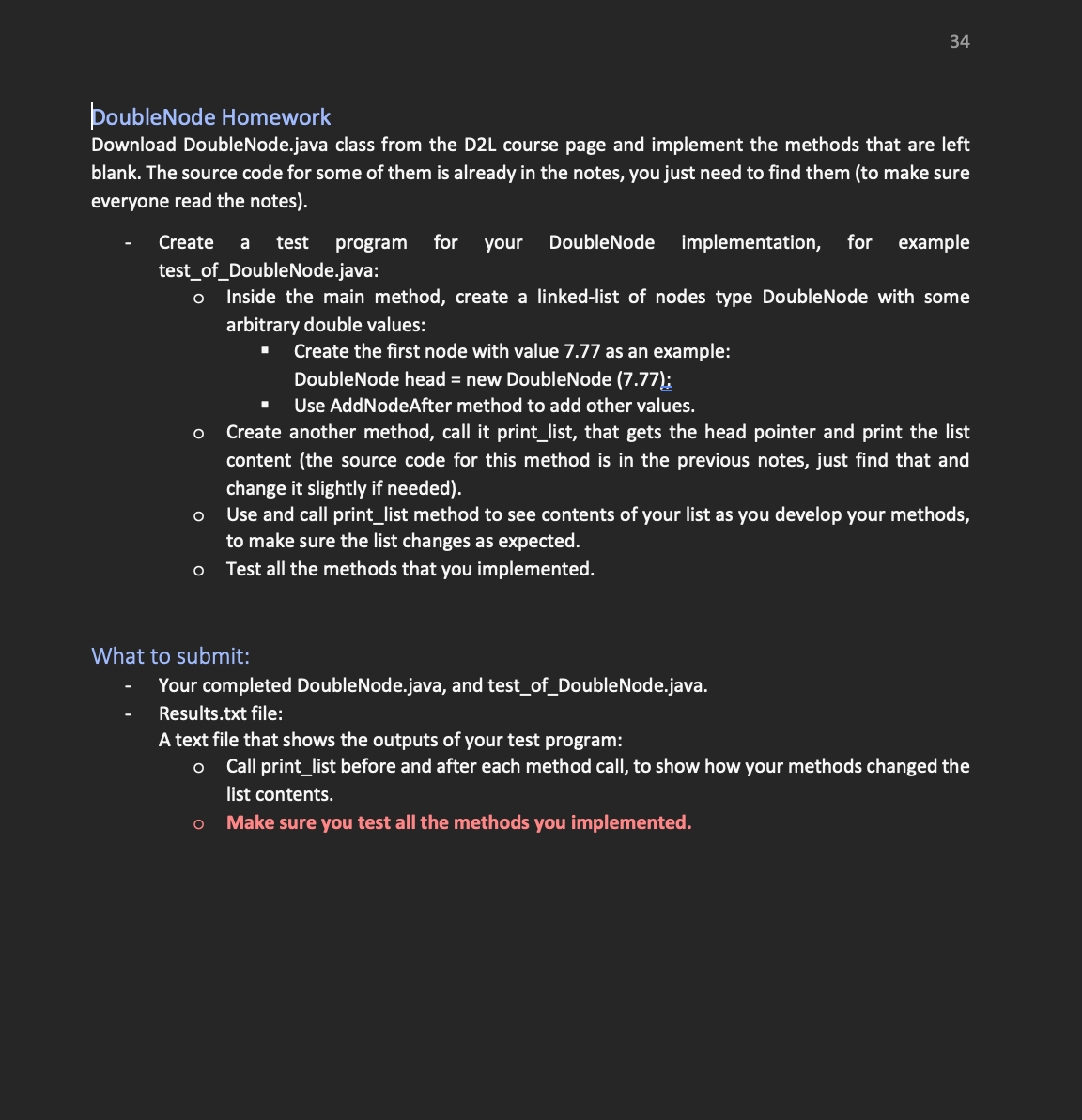 Solved PoubleNode Homework Download DoubleNode.java class | Chegg.com