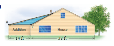 Solved A -38ft-wide house has a roof with a 5-12 pitch | Chegg.com
