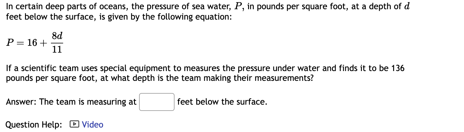 Solved In certain deep parts of oceans, the pressure of sea | Chegg.com