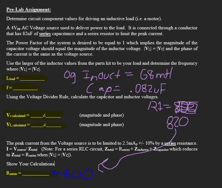 Solved Pre-Lab Assignment: Determine circuit component | Chegg.com