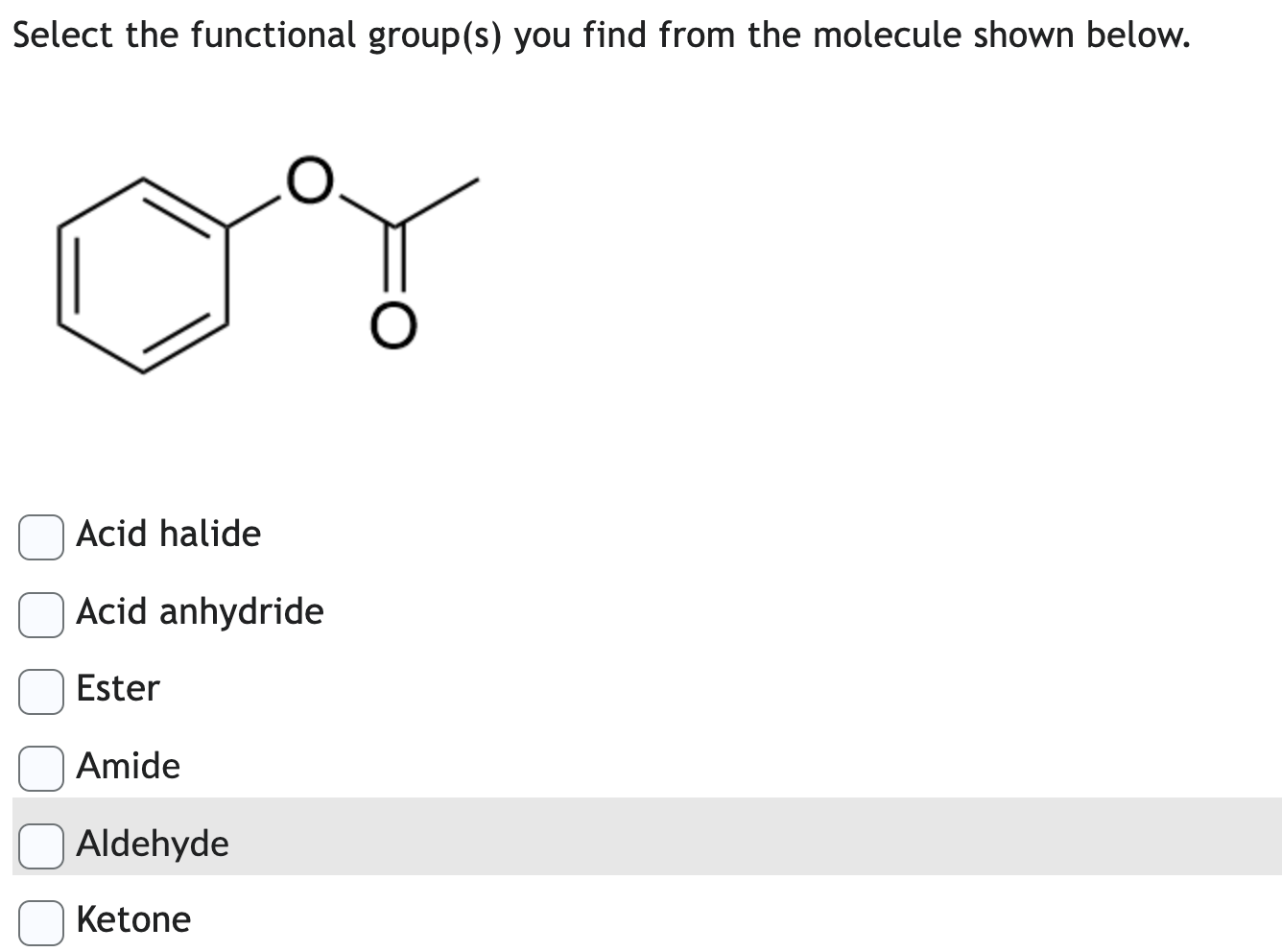 Select the functional group(s) you find from the | Chegg.com