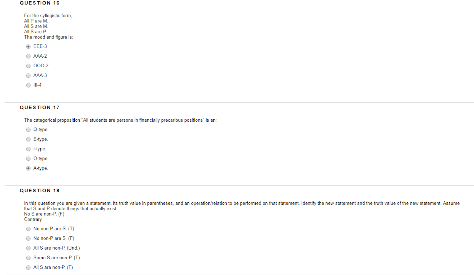 Solved QUESTION 16 For the syllogistic form, All Pare M. All | Chegg.com