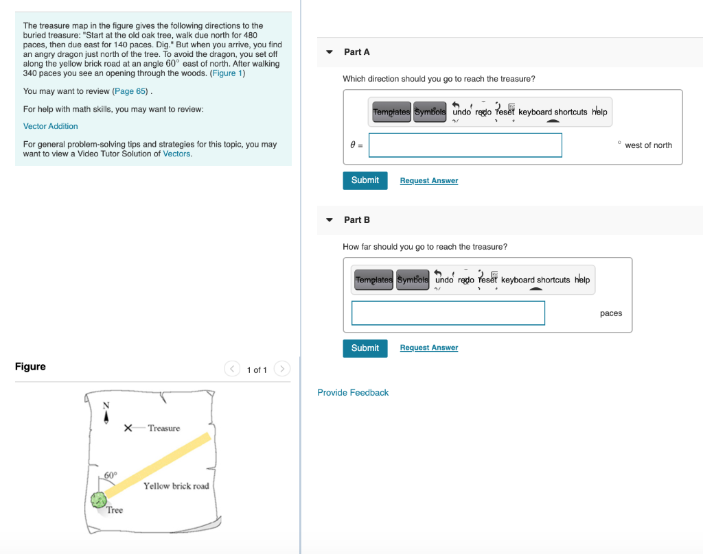 Solved The treasure map in the figure gives the following | Chegg.com