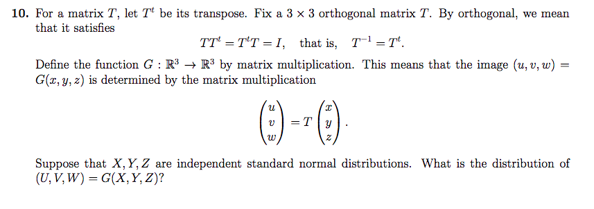 10. For a matrix T, let Tt be its transpose. Fix a 3 | Chegg.com