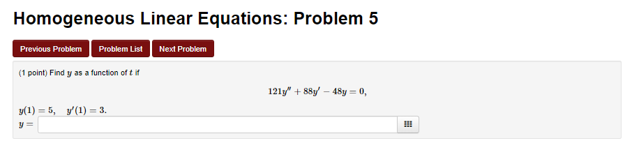 Solved Homogeneous Linear Equations: Problem 5 Previous | Chegg.com