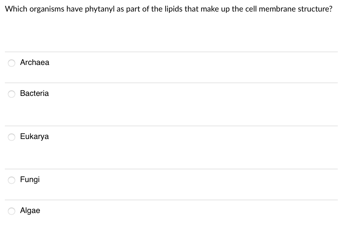 Solved Which organisms have phytanyl as part of the lipids | Chegg.com