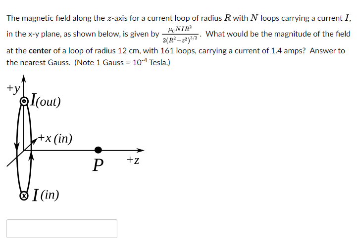 Solved The magnetic field along the z-axis for a current | Chegg.com