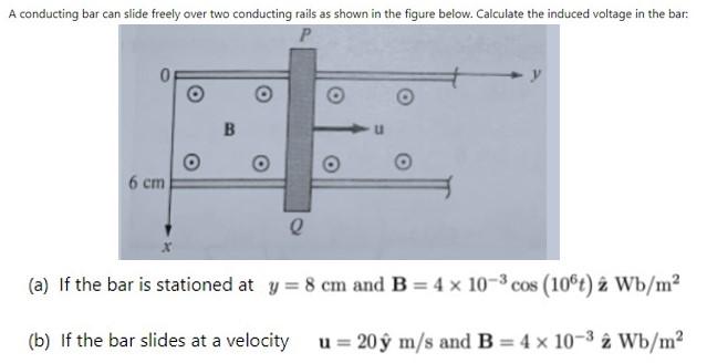 Solved A conducting bar can slide freely over two conducting | Chegg.com