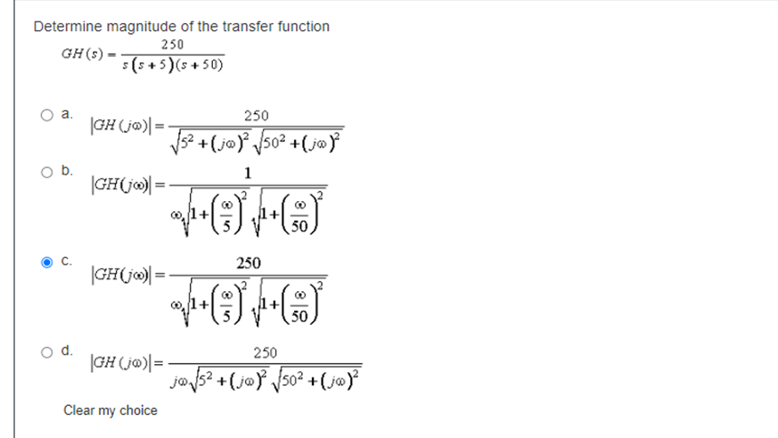 Solved Determine magnitude of the transfer function | Chegg.com
