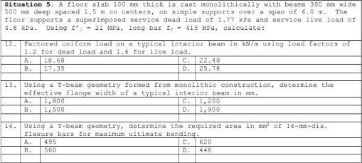 Solved 12. Factored uniform load on a typical interior beam | Chegg.com