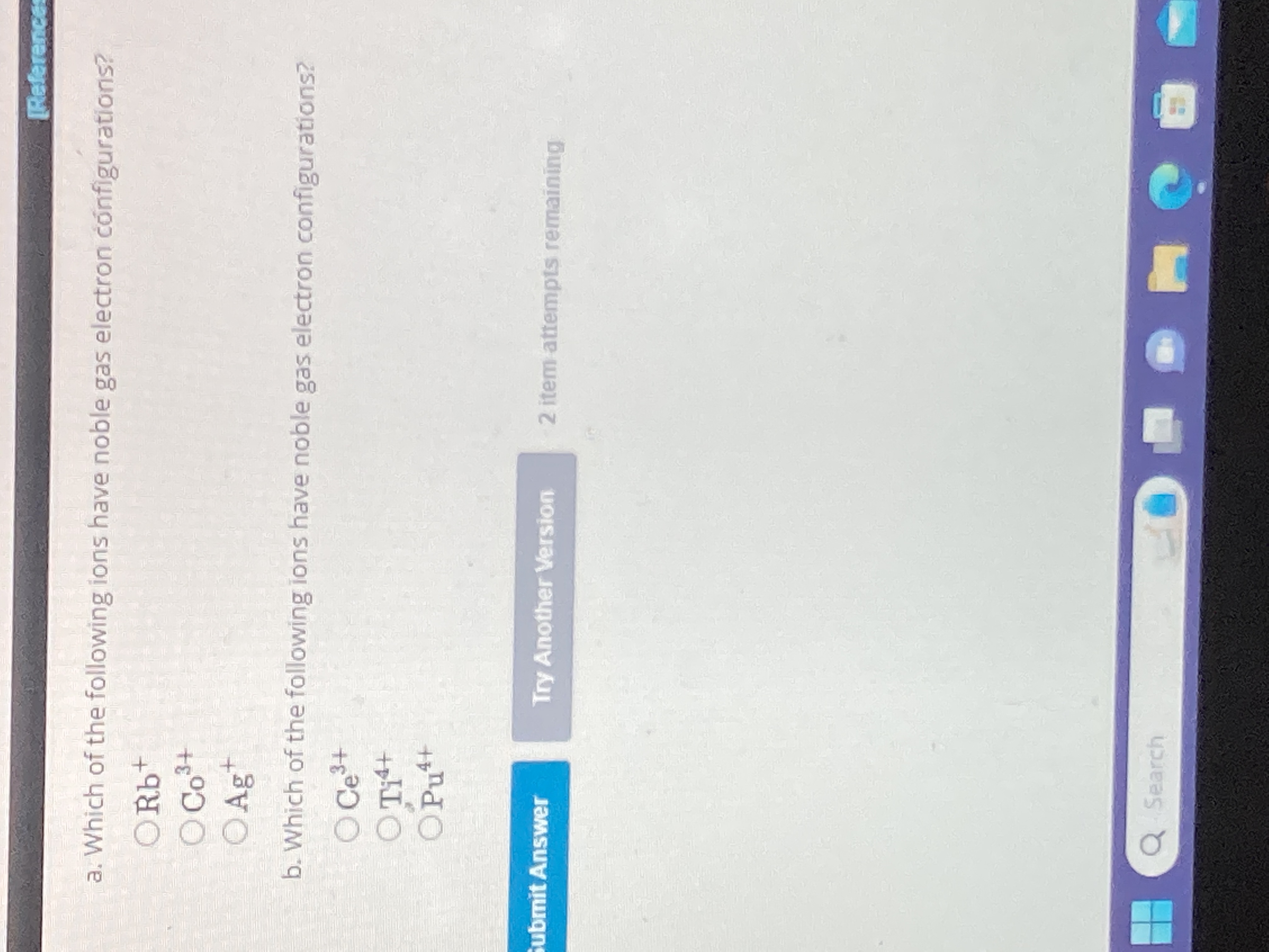 Solved a. Which of the following ions have noble gas | Chegg.com