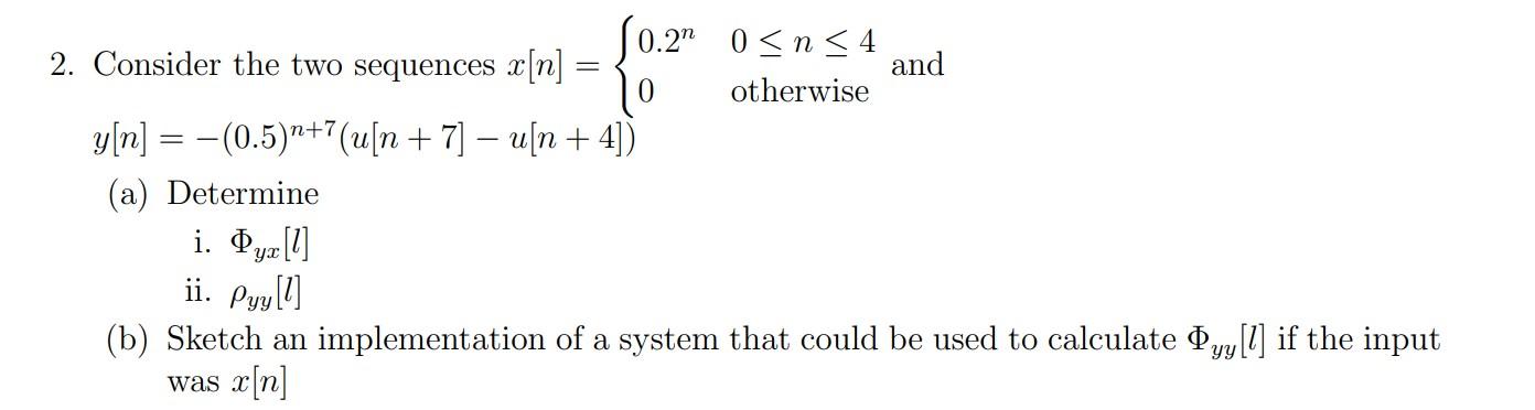 2. Consider the two sequences The questions is in | Chegg.com