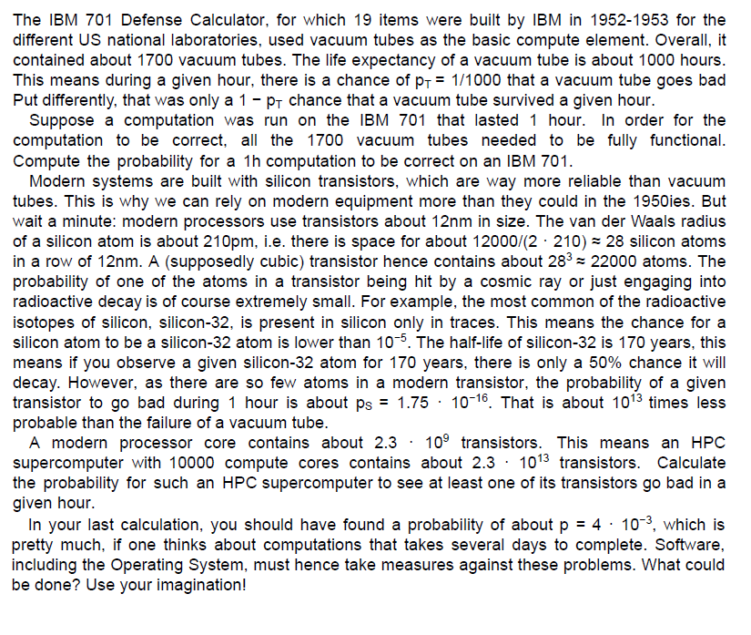 Solved The IBM 701 Defense Calculator, for which 19 items | Chegg.com