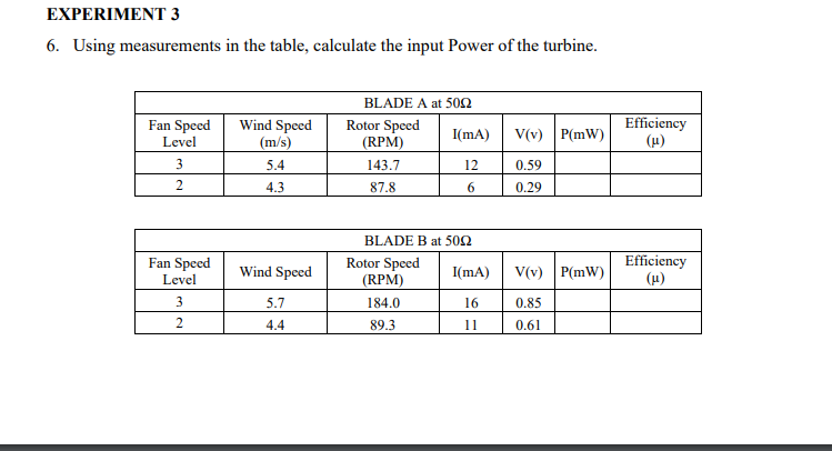 EXPERIMENT 3 6. Using measurements in the table, | Chegg.com
