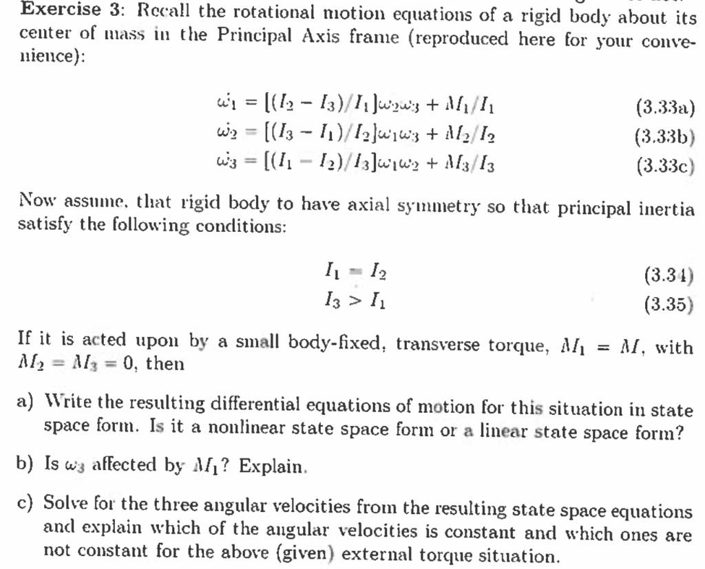 Exercise 3: Recall the rotational motion equations of | Chegg.com