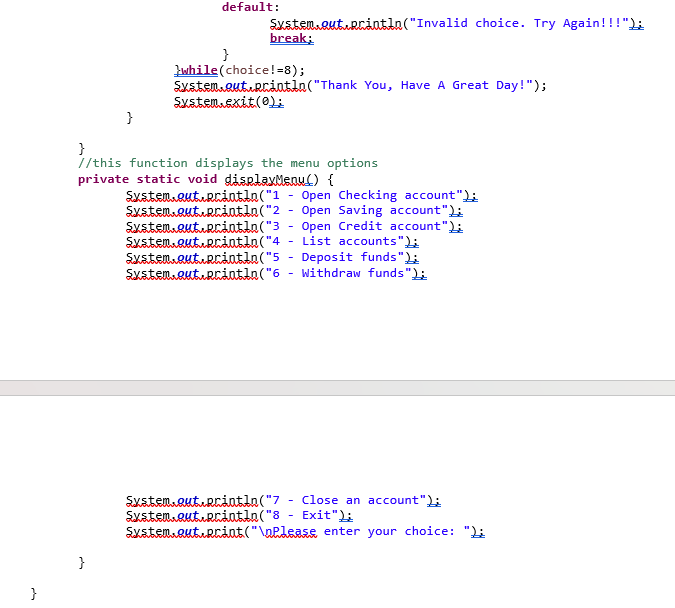 Solved Banking Application (10 points) Make the following | Chegg.com