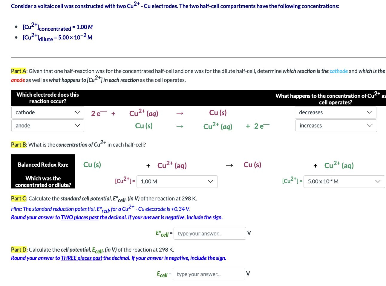 Solved Consider a voltaic cell was constructed with two Cu2+ | Chegg.com