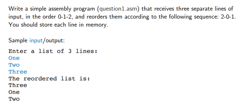 Solved Write a simple assembly program (question1.asm) that | Chegg.com