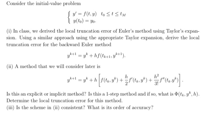 Consider the initial-value problem Sy'= f(t,y) to | Chegg.com