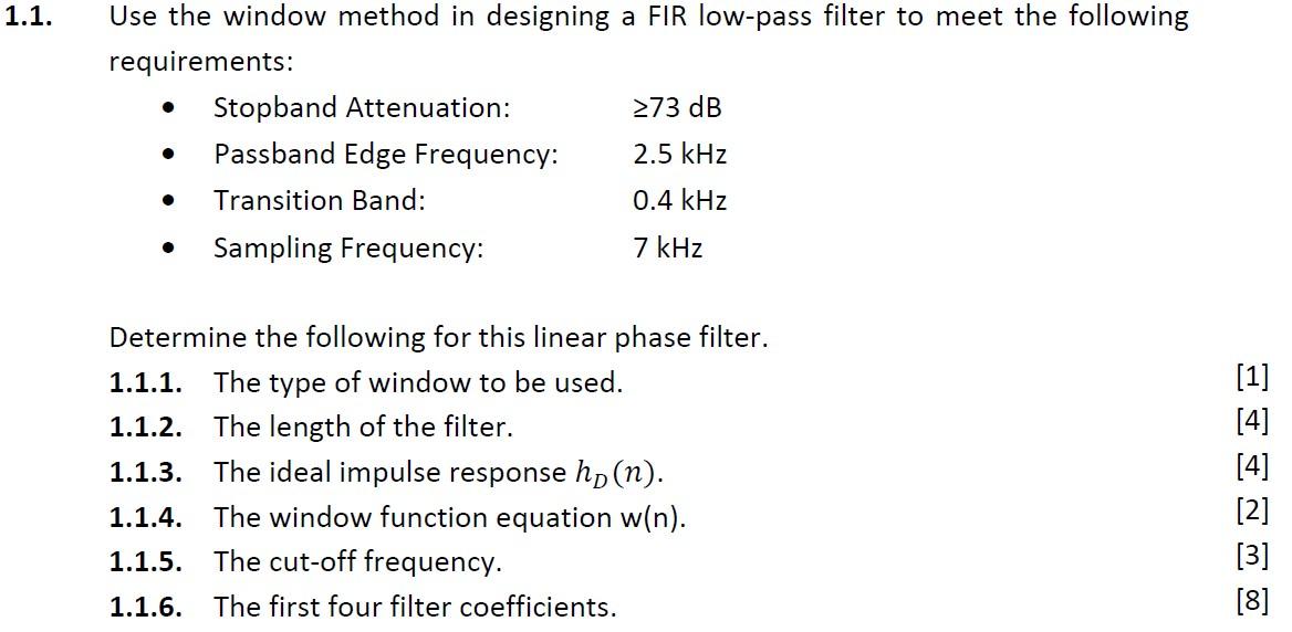 Solved Use the window method in designing a FIR low-pass | Chegg.com