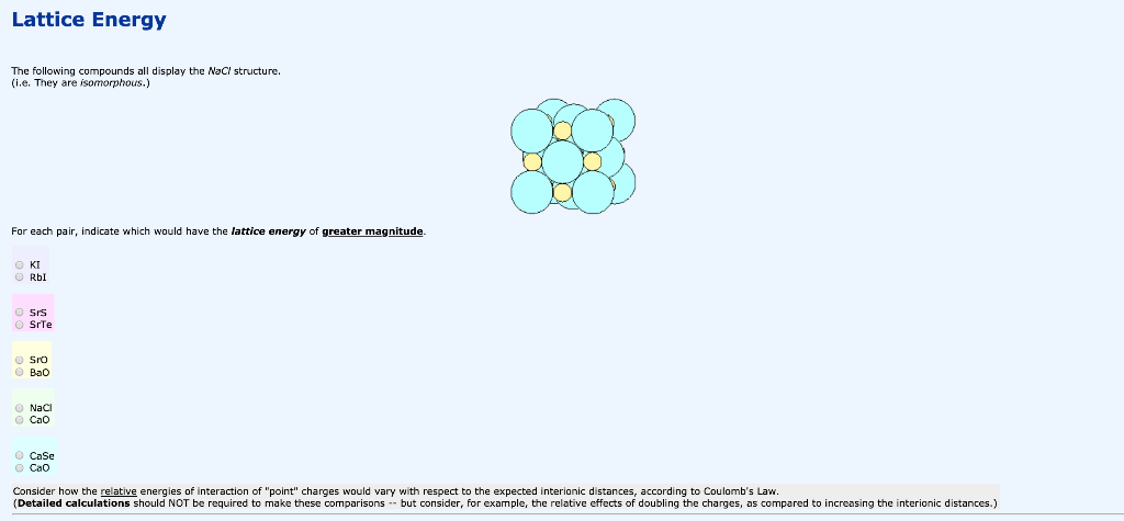 Solved Lattice Energy The following compounds all display | Chegg.com