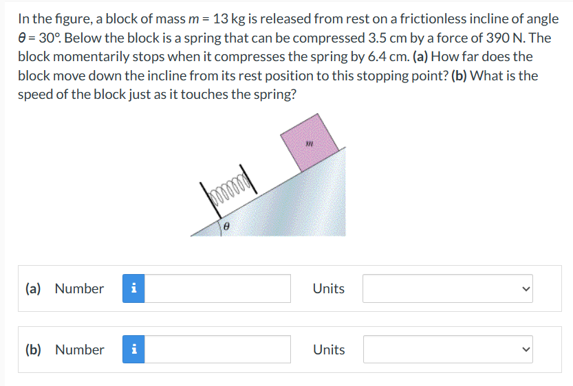 Solved In the figure, a block of mass m=13 kg is released | Chegg.com