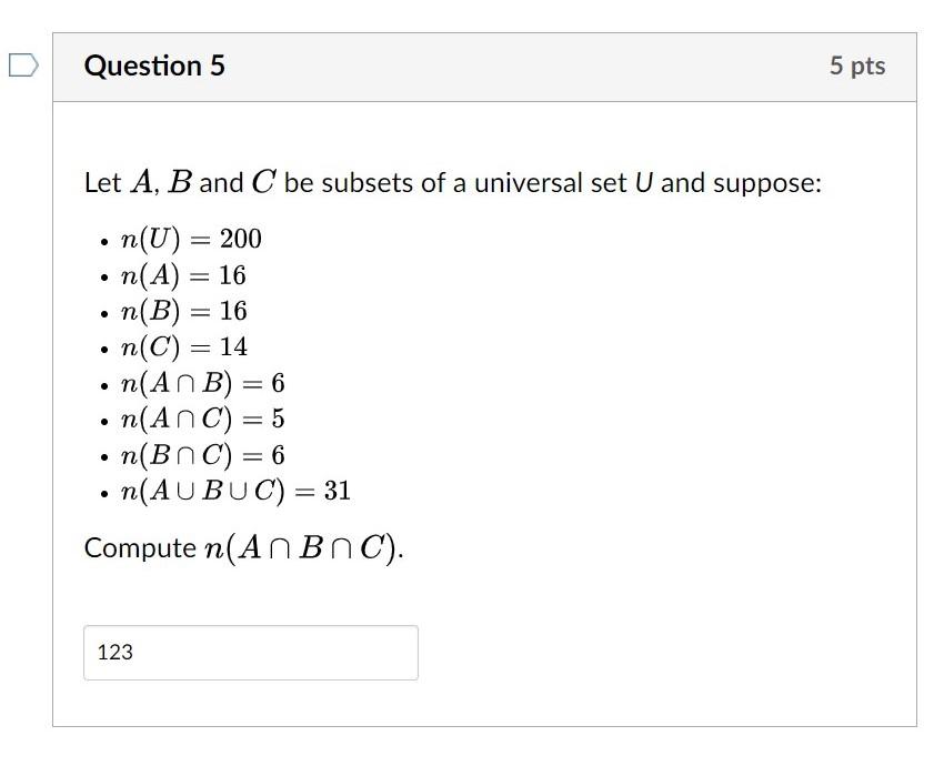 Solved Let A B And C Be Subsets Of A Universal Set U And