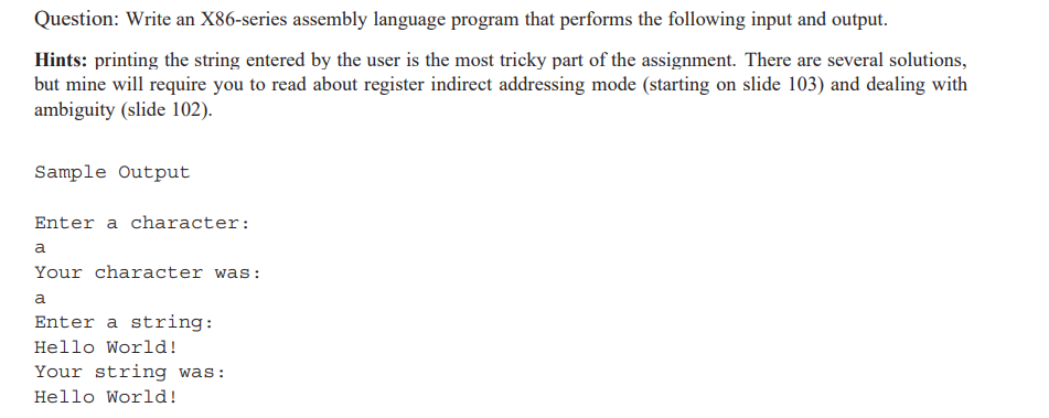 Solved Question: Write an X86-series assembly language | Chegg.com