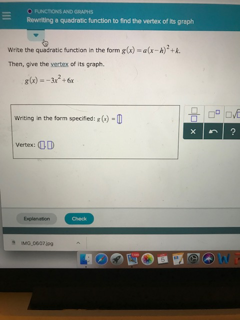 Solved O FUNCTIONS AND GRAPHS Rewriting a quadratic function | Chegg.com